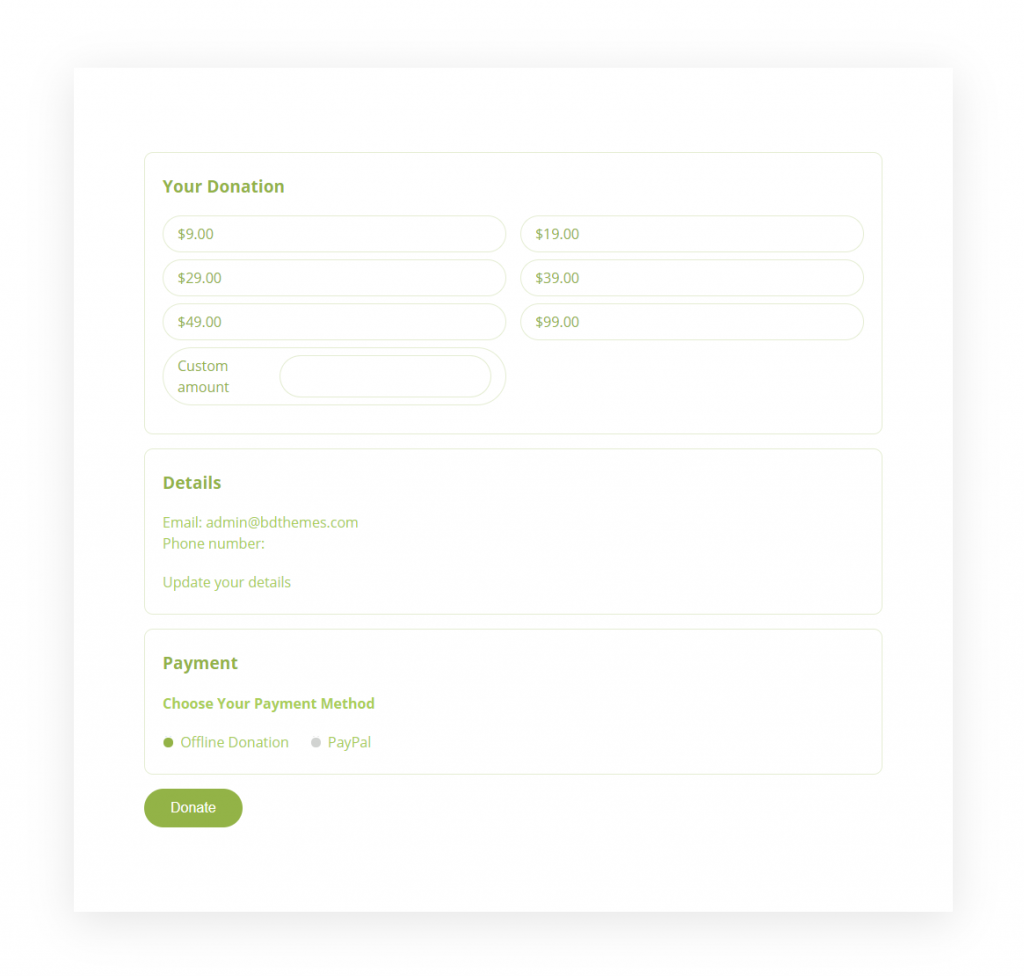 Elementor Charitable Donation Form Widget - Element Pack for Elementor