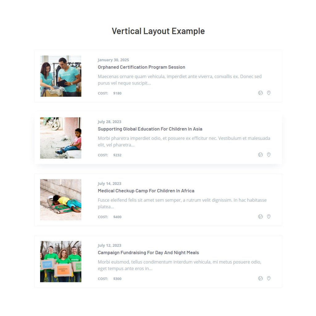 Elementor Events Calendar List Widget – Element Pack for Elementor