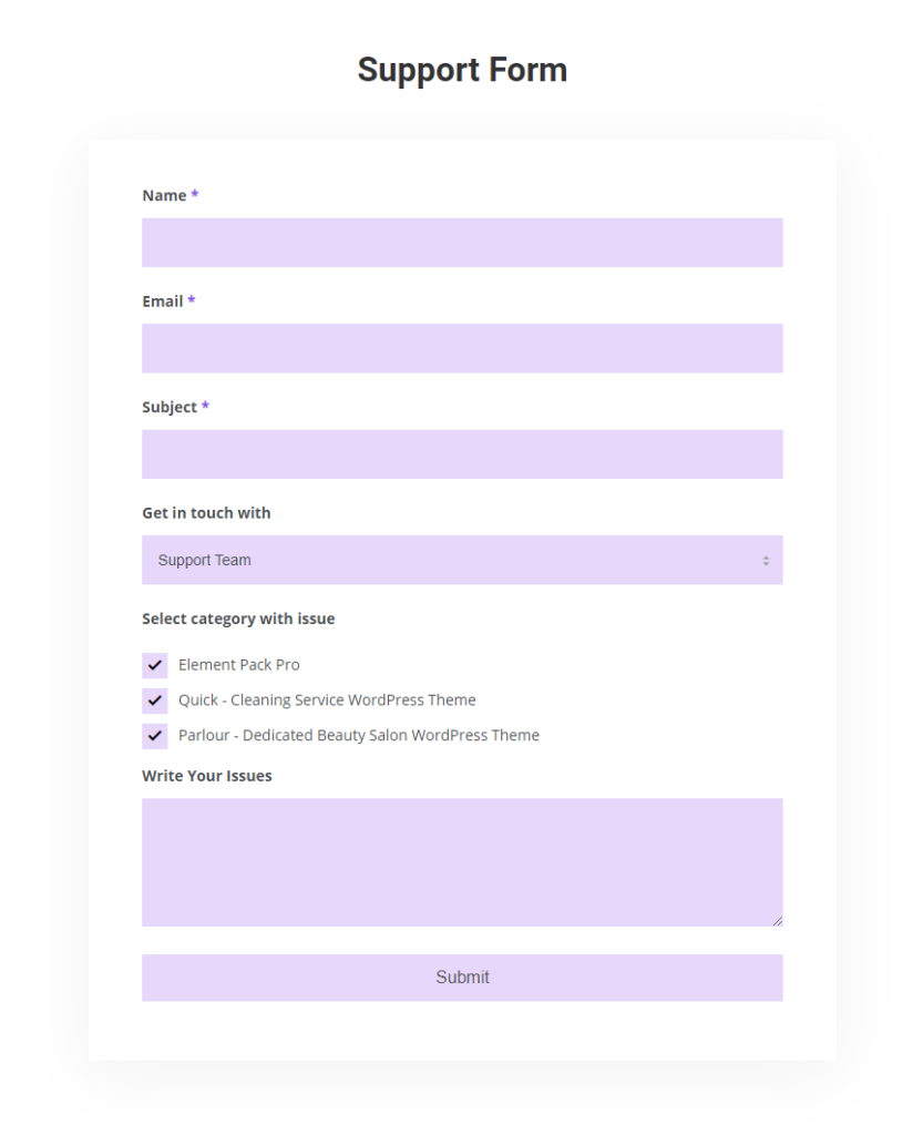 Everest Forms Widget - Element Pack for Elementor