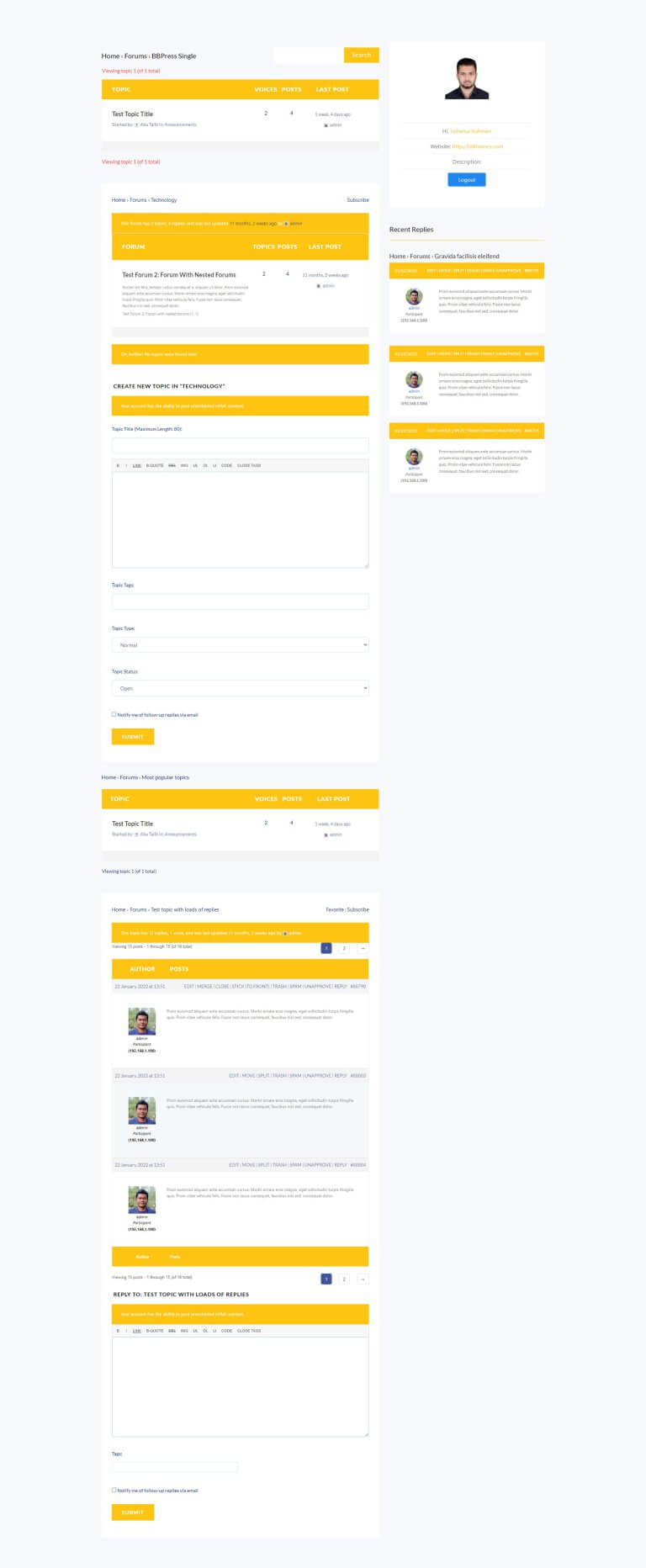 bbPress Single Forum Widget - Element Pack for Elementor