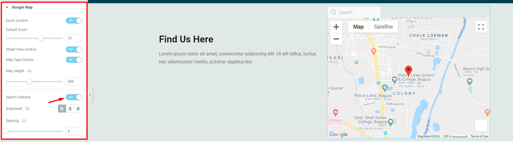 Embed Google Map on WordPress Using Elementor plugin - Element Pack Pro