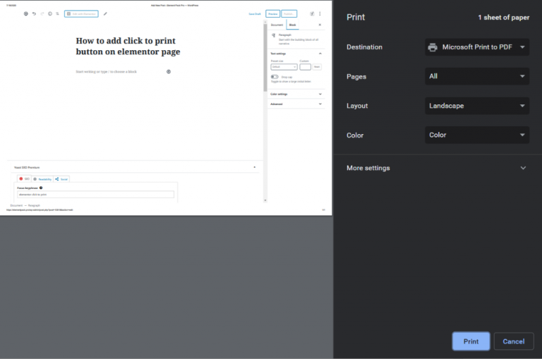 How To Add Click To Print Button On Elementor Page In Seconds Element Pack Pro